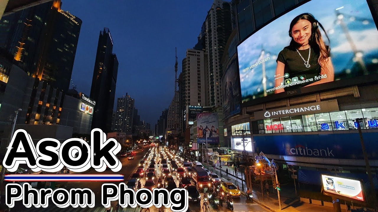 BTS Asok [ MRT Sukhumvit ] - Skywalk -BTS Phrom phong | Bangkok Night ...