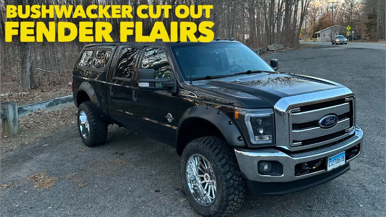 Bushwhacker cut out fender flares f350 - YouTube