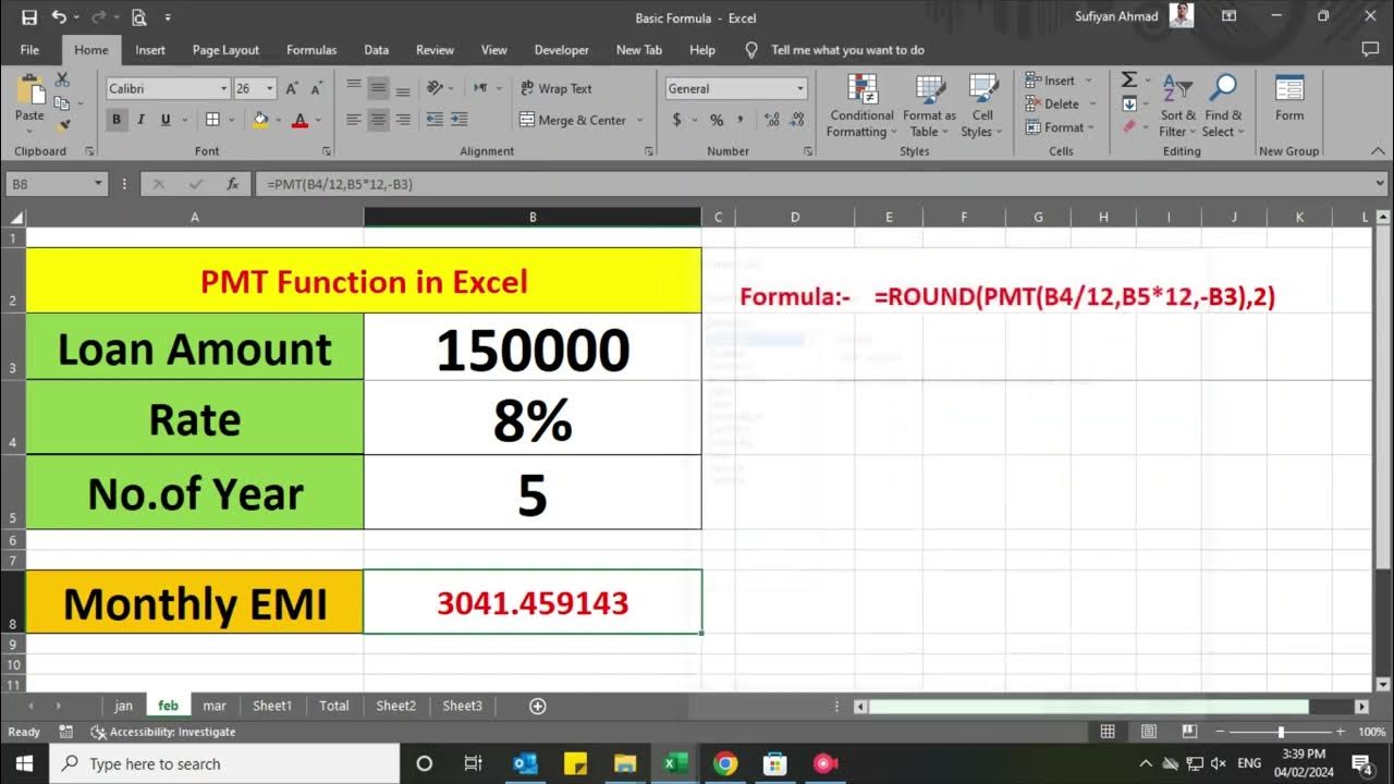 PMT Function in Excel-Make EMI Calculator in Excel - Calculate EMI in Excel - #shorts #excel ...