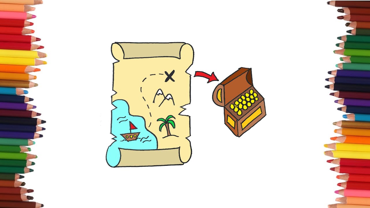 How to draw a treasure map - YouTube