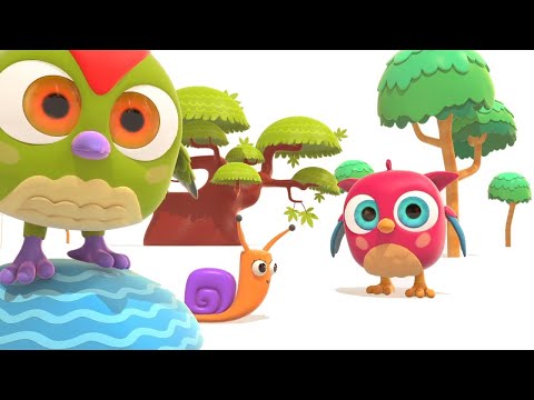 Çocuklar için Baykuş Hop Hop ile çizgi film. Hızlı-Yavaş bebek şarkısı!