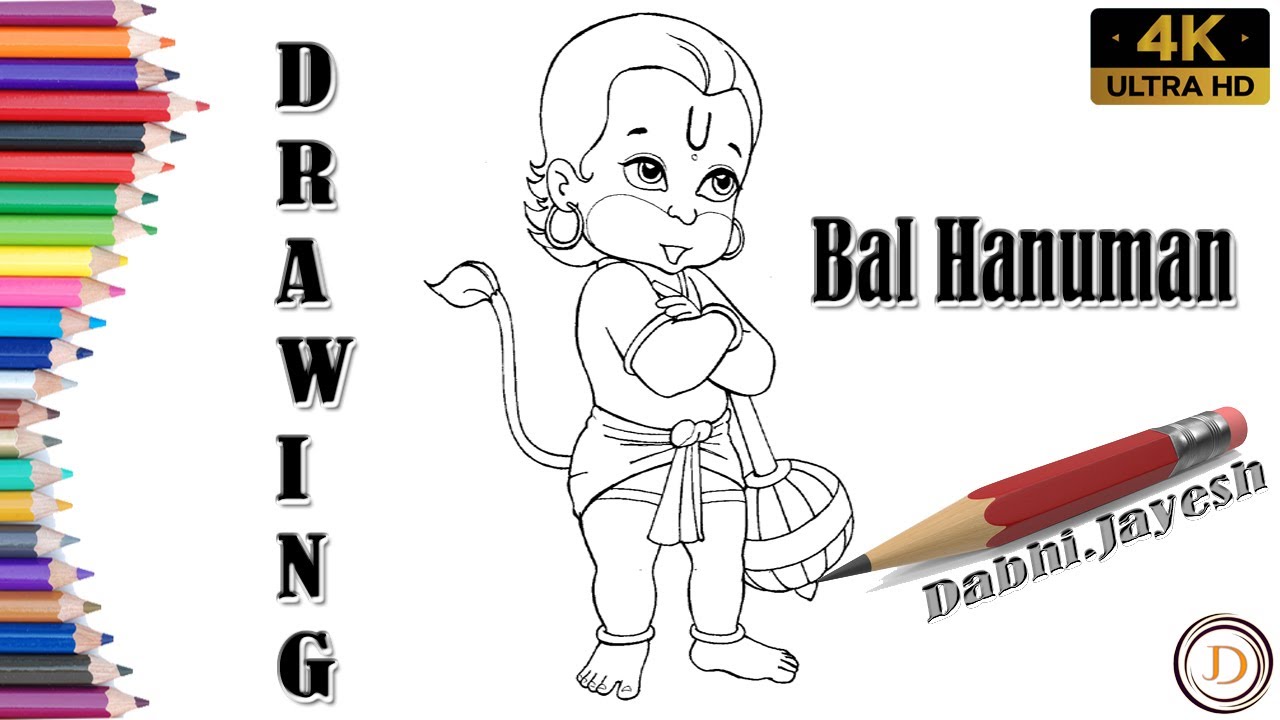 Step by step Bal Hanuman drawing || Easy to Draw Bal Hanuman Drawing ...