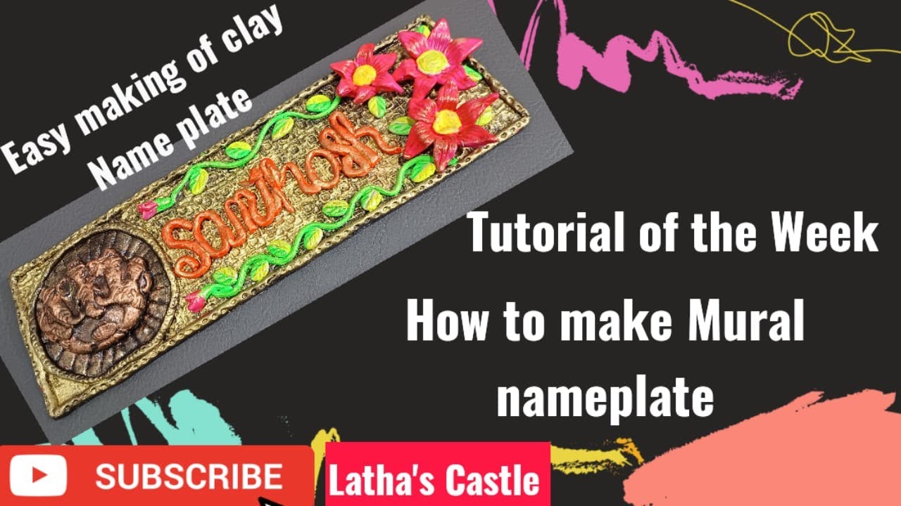Easy making of clay Name plate / Mural Name plate - YouTube