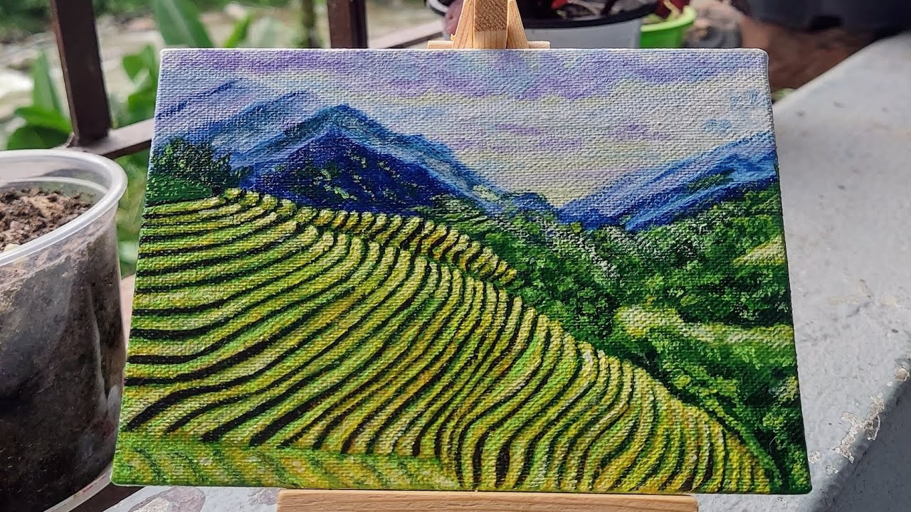 How to Paint Rice Terrace Landscape | Acrylic painting | Journey of a ...