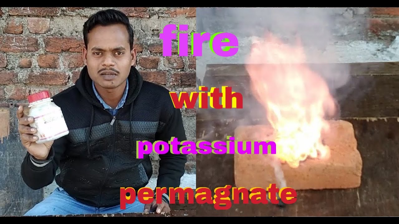 Fire with potassium permagnate - YouTube