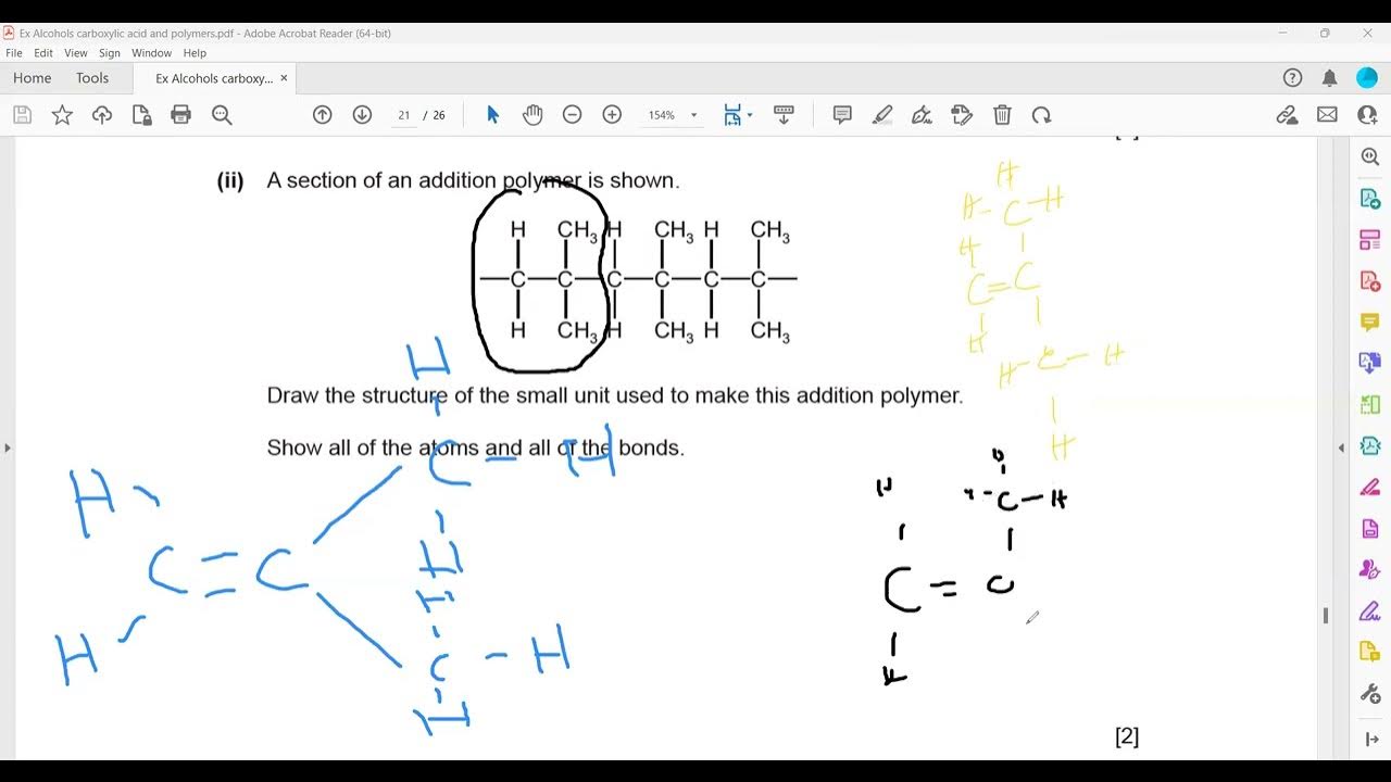 Exercise Alcohol Carboxylic Acid Polymerisation Question 21 to 28 IGCSE ...
