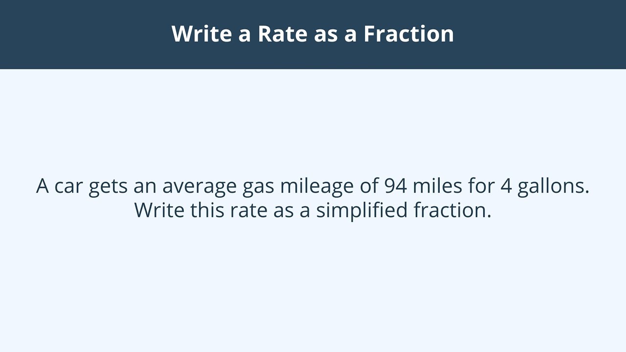 Write a Rate as a Fraction - YouTube
