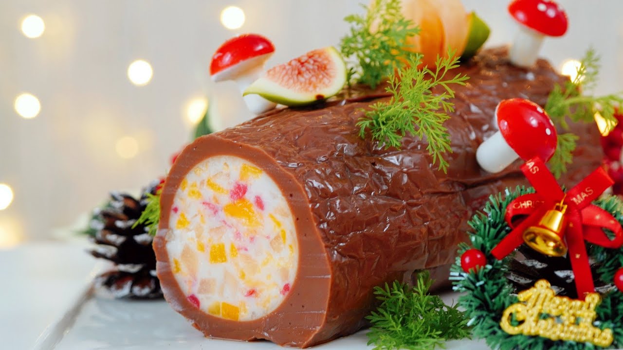 Christmas Yule Log Jelly 圣诞树桐燕菜果冻 - YouTube