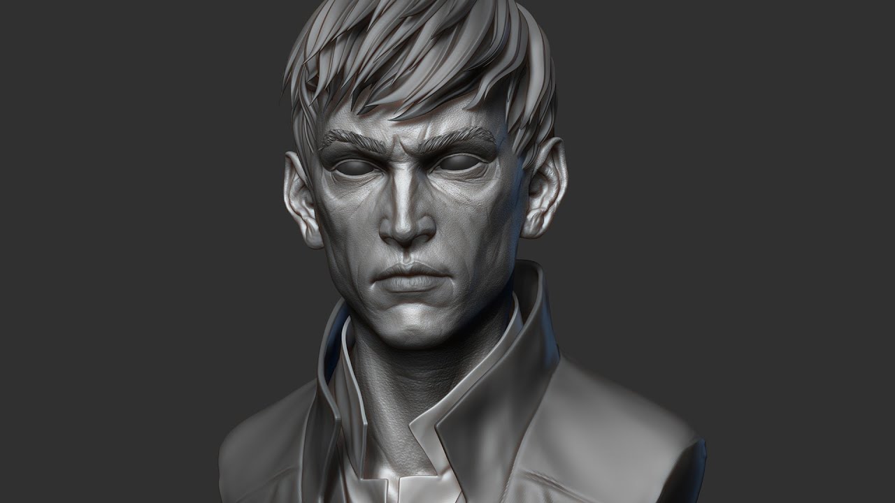 Style male head sculpture in zbrush - YouTube