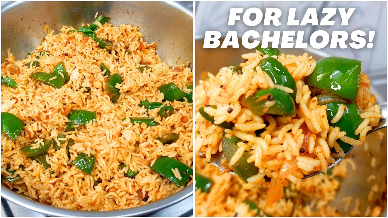 3 Min Magic Rice for Lazy Bachelors | Capsicum Rice in Tamil | Lunch ...