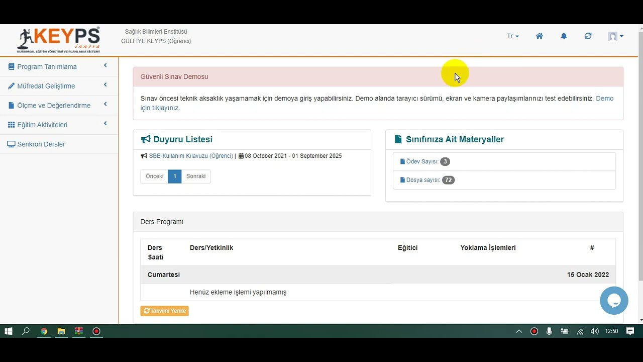 Ödev Yükleme Kullanım Kılavuzu (Öğrenci)(KEYPS) - YouTube