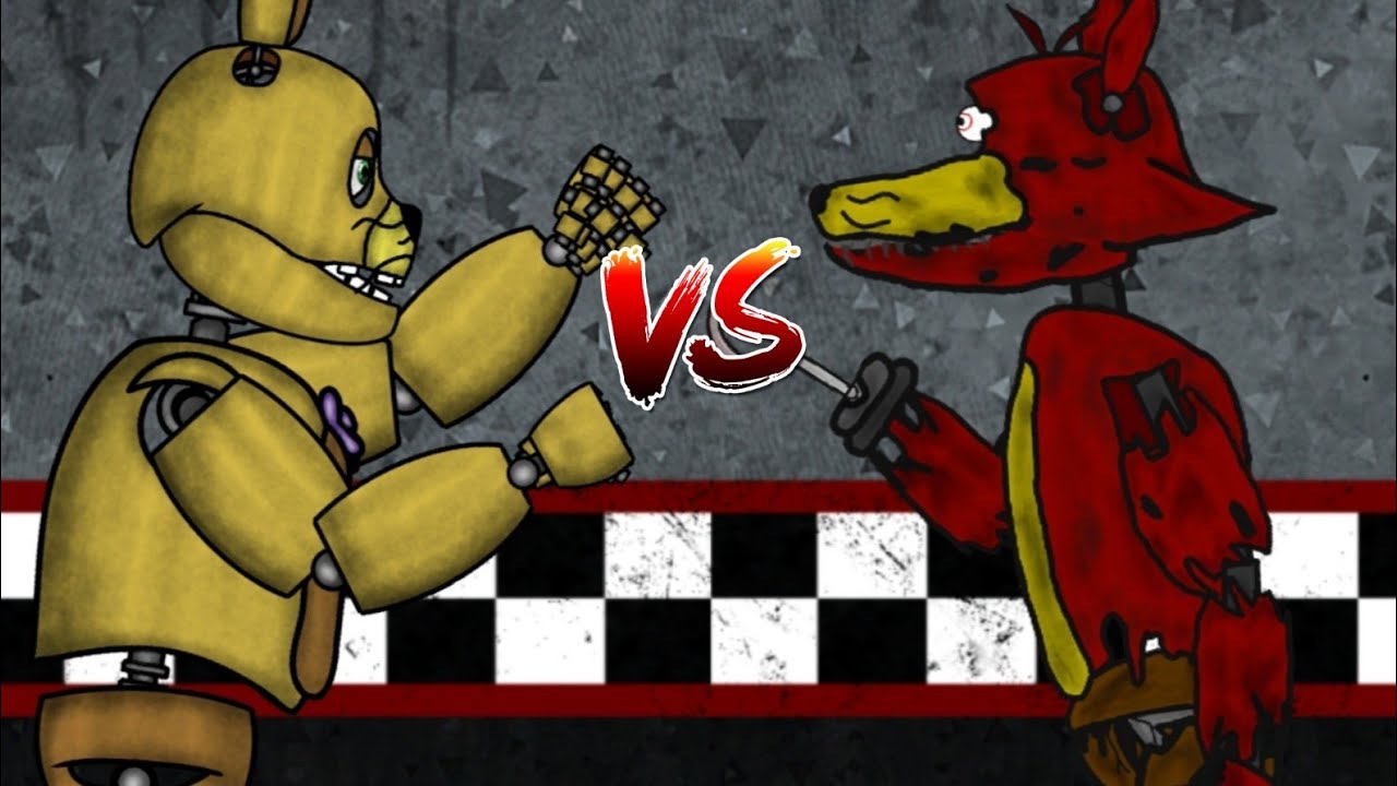 (dc2/fnaf) demented foxy VS spring bonnie - YouTube