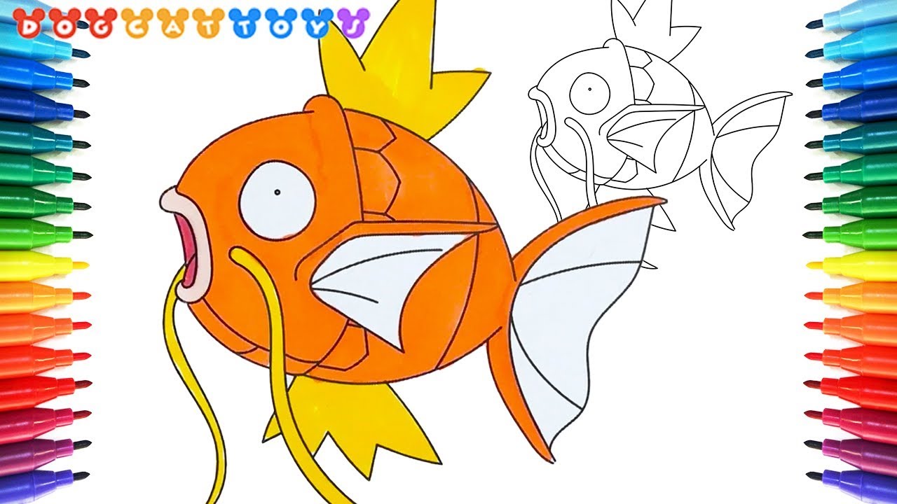 How to Draw Magikarp, Pokemon | Drawing Coloring Pages Videos for Kids ...