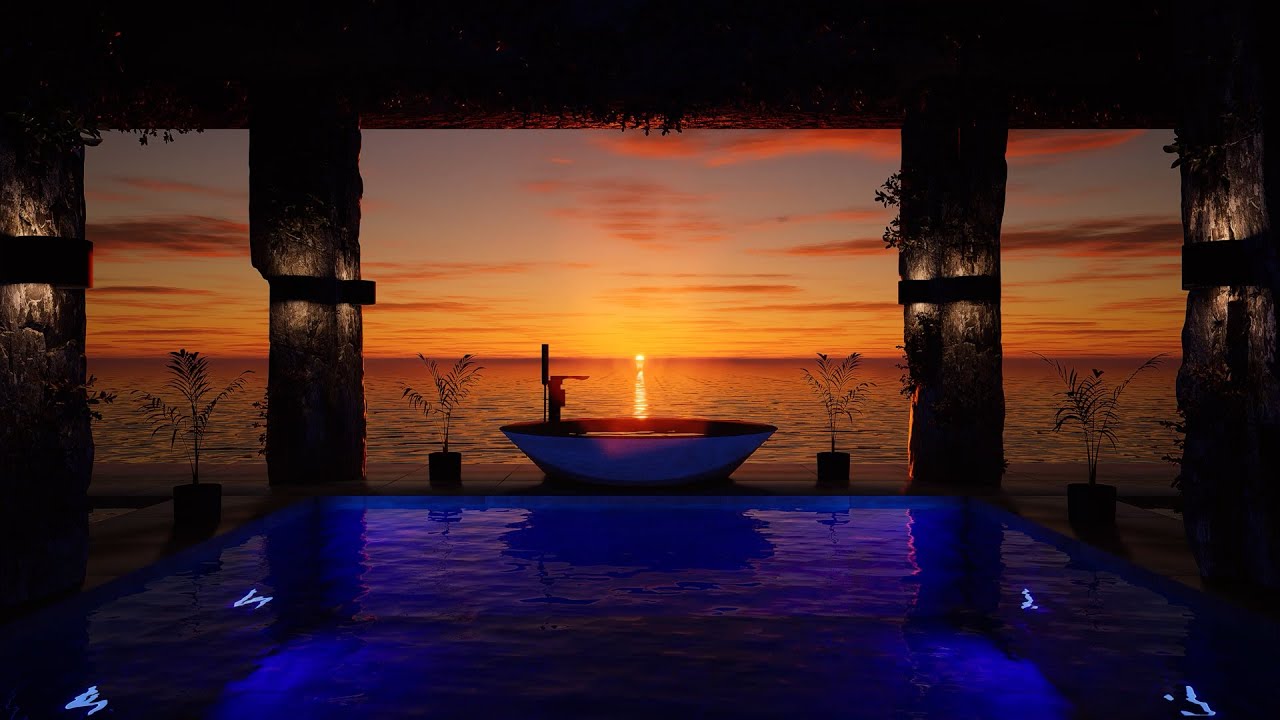 Relaxing Ambience ASMR / 8 Hours Amazing Sunset with Nature Sounds ...