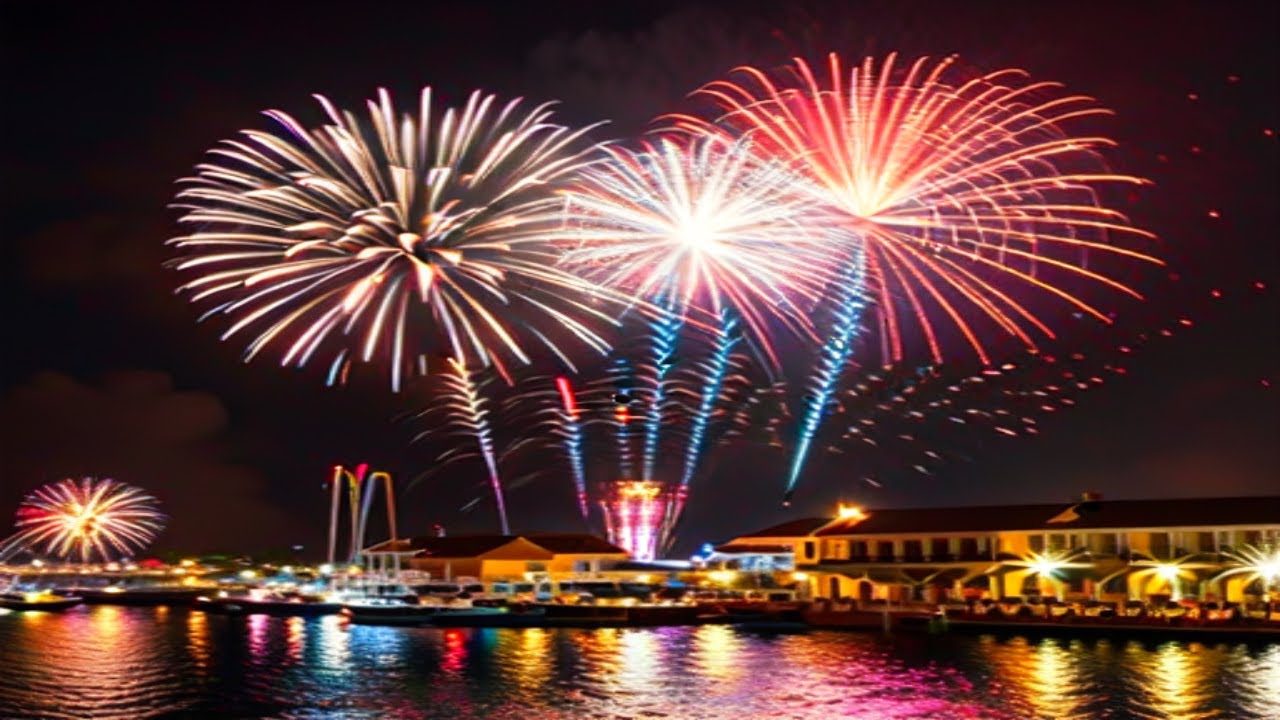 "Curacao New year Firework Show Kooyman. Spectacular Night Sky Display ...
