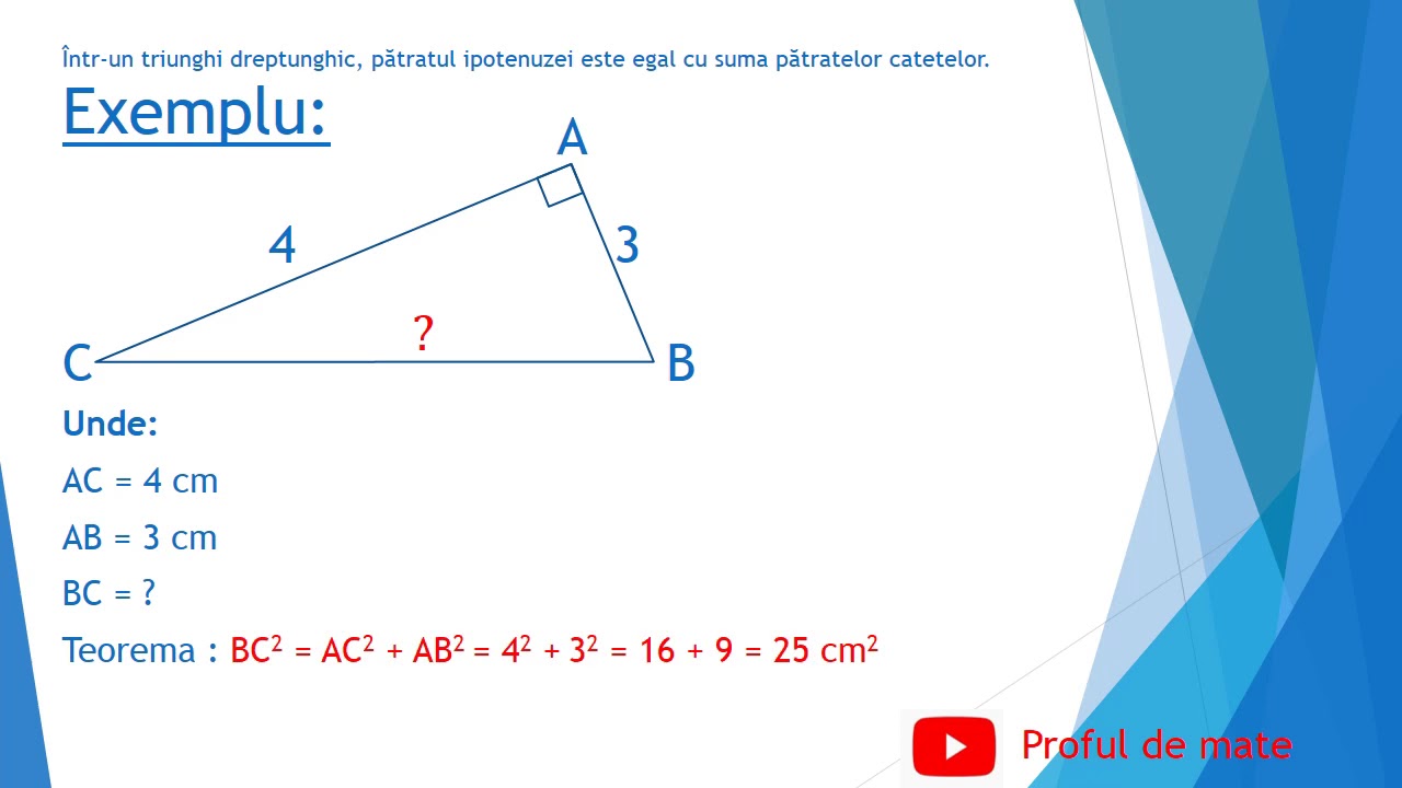LECȚIA 9: Teorema lui Pitagora - YouTube