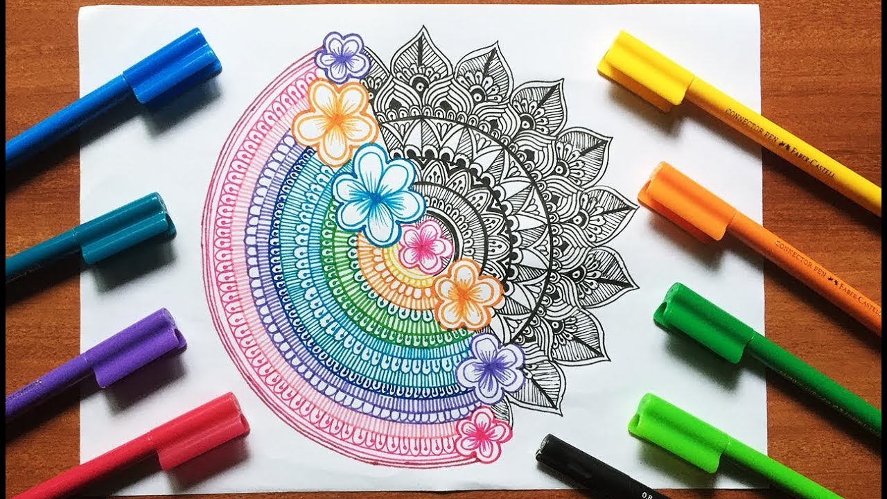 How to make colorful Mandala art || colorful mandala art kese banaye # ...