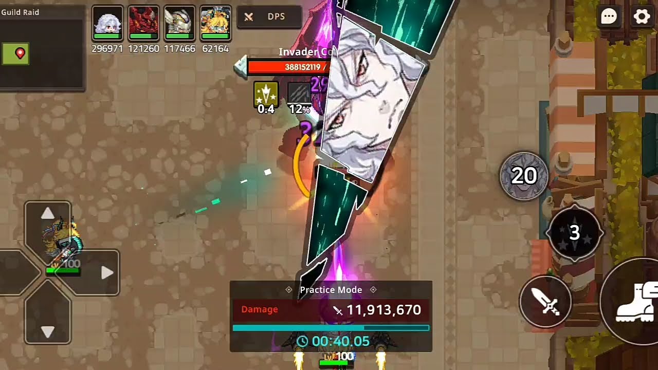 Guardian Tales - Dark Ranged vs Invader Commander Lv100 (Guild Raid ...