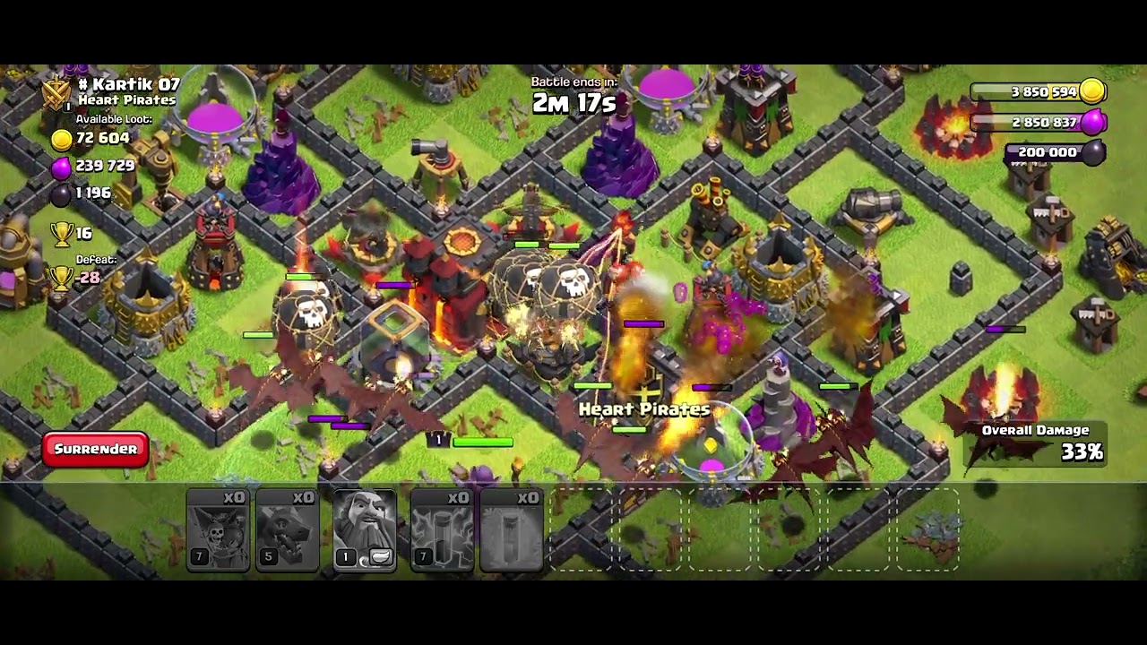 COC Attack with air army and without king, Queen but 100%success - YouTube