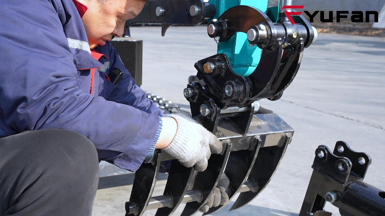 How to Change Rake for Excavator | Digger Rake Attachment Replacement ...