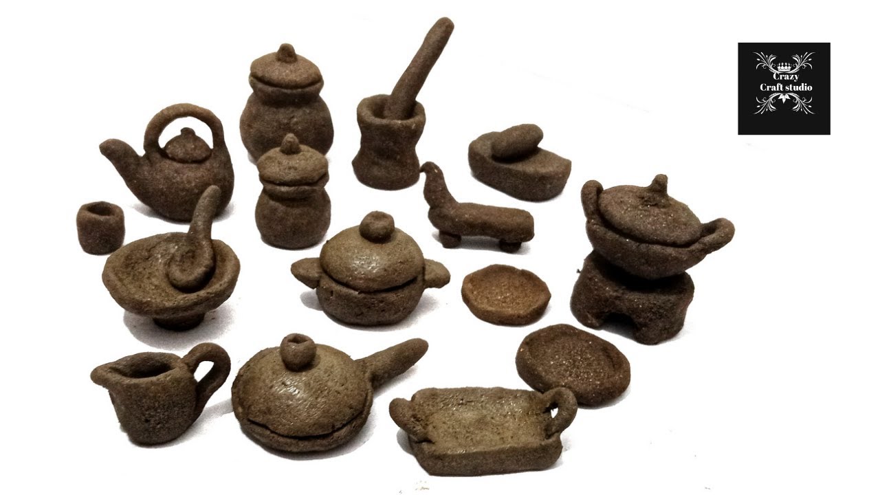 Easy way to make a clay pot ,kitchen set / handmade clay craft # ...