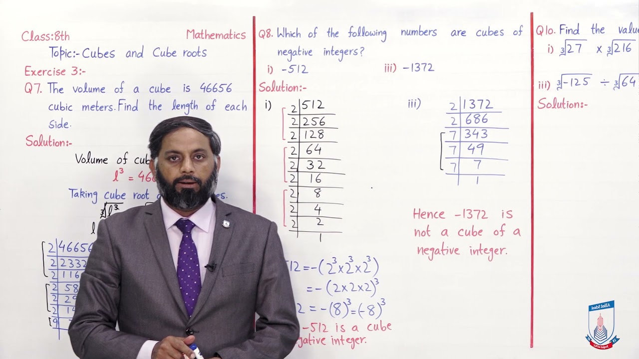 Class 8 - Mathematics - Chapter 3 - Lecture 2 - Exercise 3 (Q7-11 ...