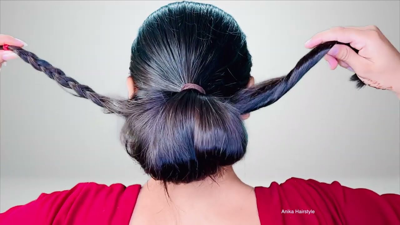 Beautiful Low Bun Hairstyle for Long Hair | Quick Low Bun for Ladies ...