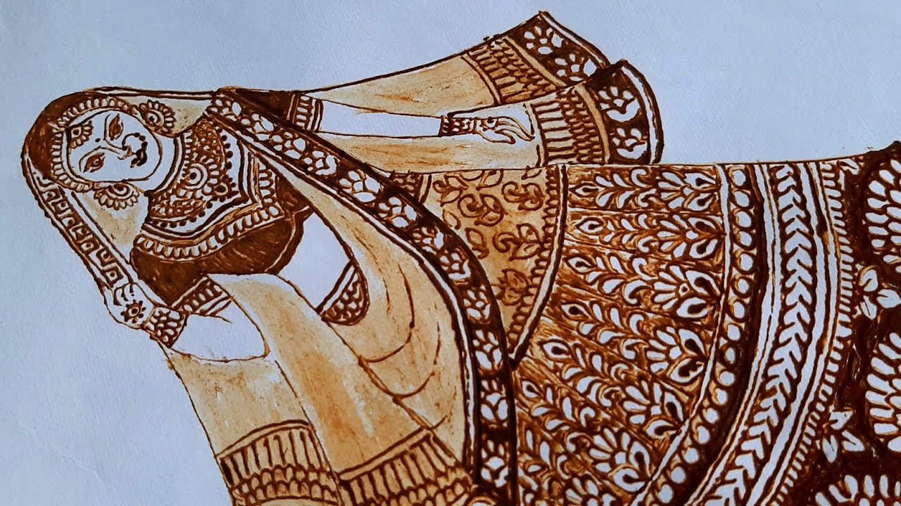 How To Draw Full Bride Using Mehndi - dulhan kaise banay - easy dulhan ...