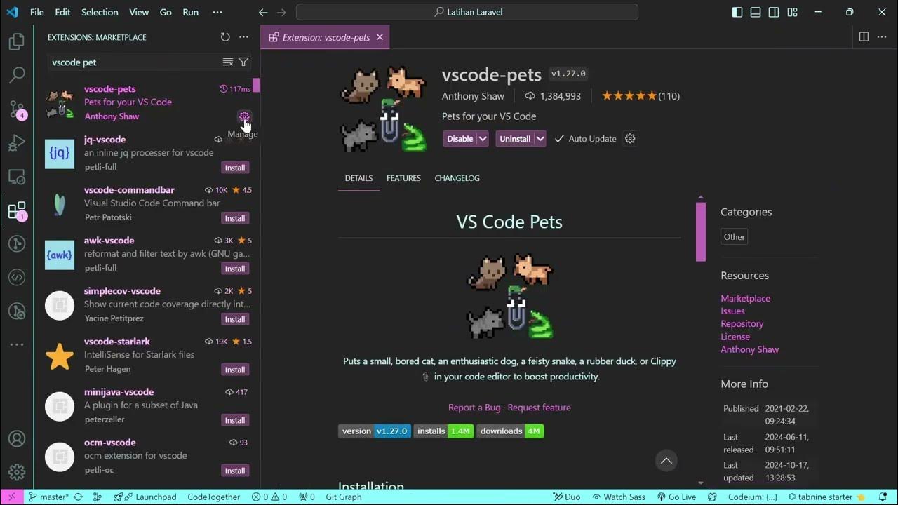 Tutorial Instalasi Extension VSCode-Pet 🐾 - YouTube