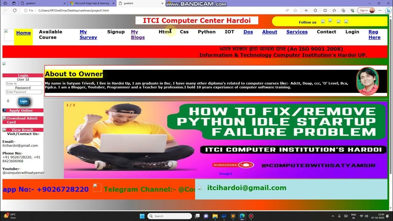 ITCI Computer Institute Hardoi ITCI computer Center infotech computer - YouTube