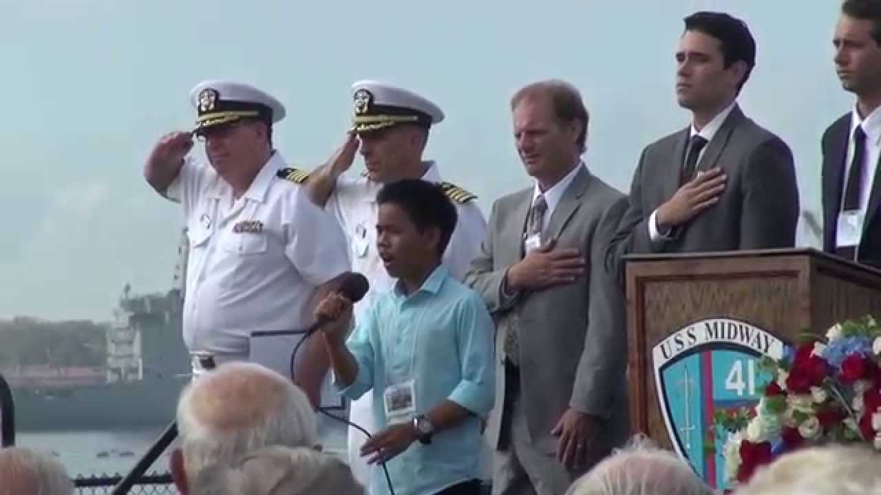 Star Spangled Banner - USS Midway Taffy 3 70th Reunion - YouTube