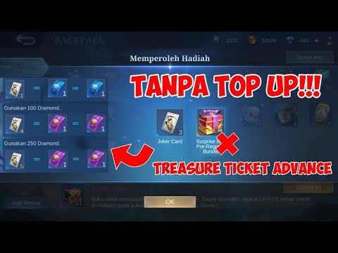 TANPA TOP UP CARA DAPATKAN 10 TREASURE TICKET ADVANCE GRATIS GACHA ...
