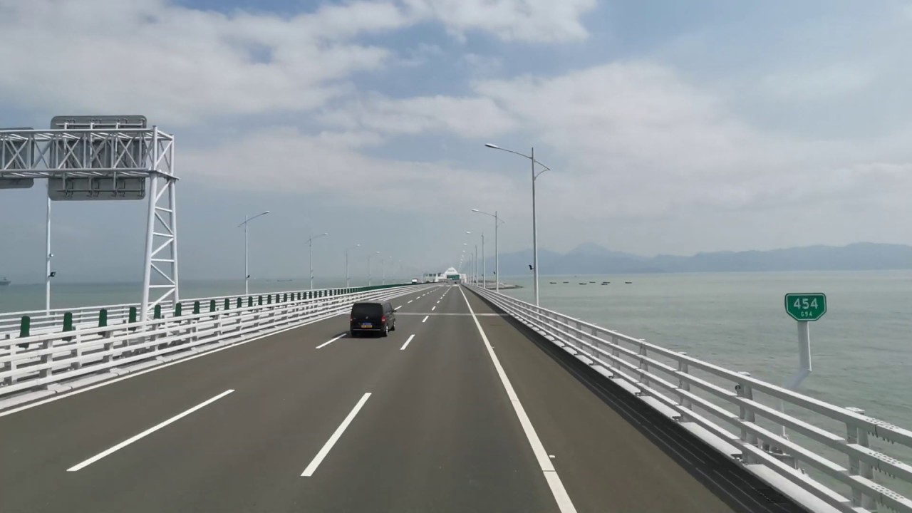 Bus ride on Hong Kong Zhuhai Macao Bridge HZMB Macau heading to Hong ...