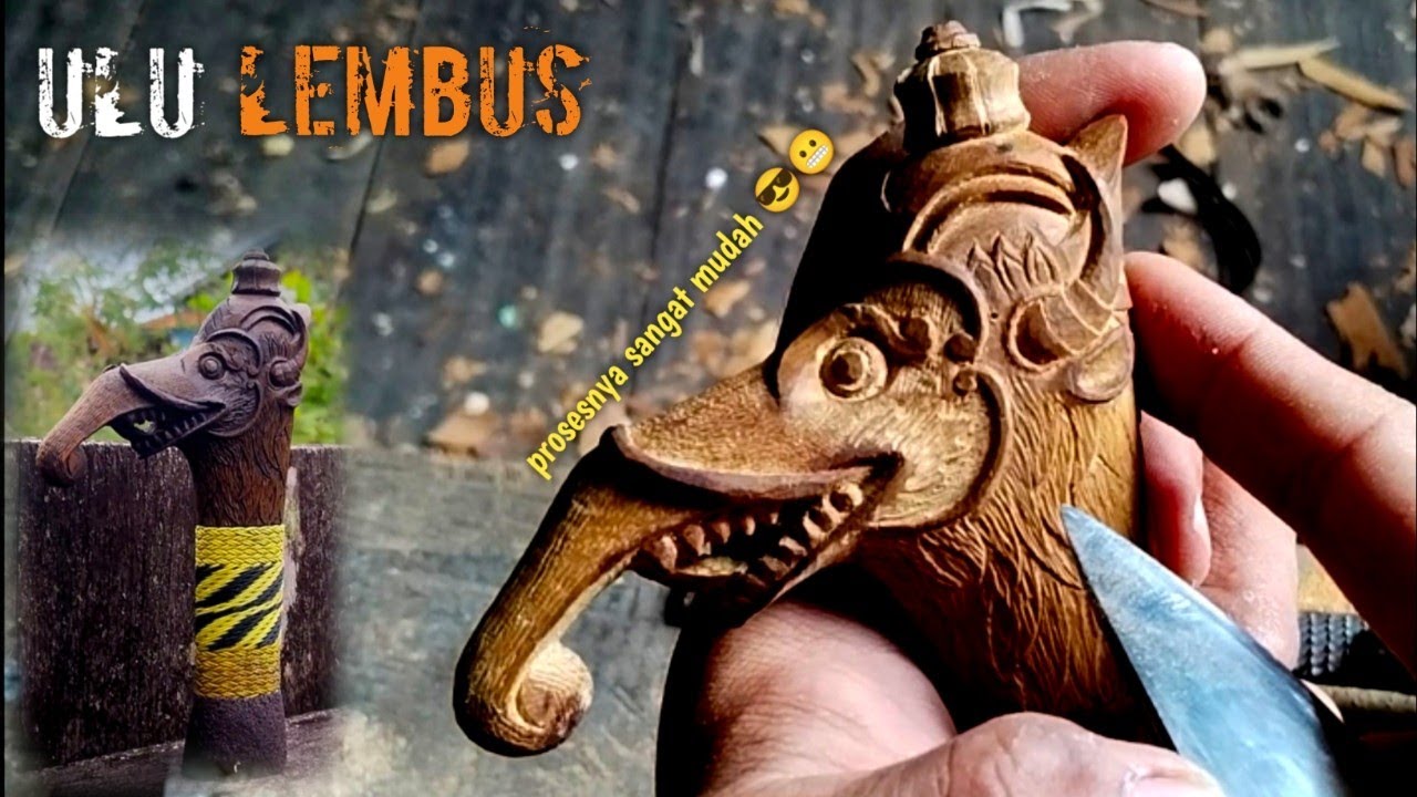 membuat gagang mandau dgn motif LEMBUSWANA, dari akar ulin.. #mandau # ...