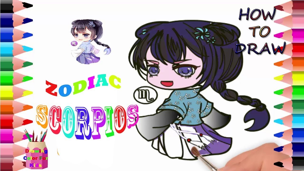 The Ancient Zodiac How To Draw | Scorpio Drawing | Learn Colors For ...