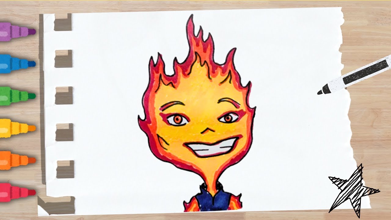 How to Draw Ember from Elemental step by Step - YouTube