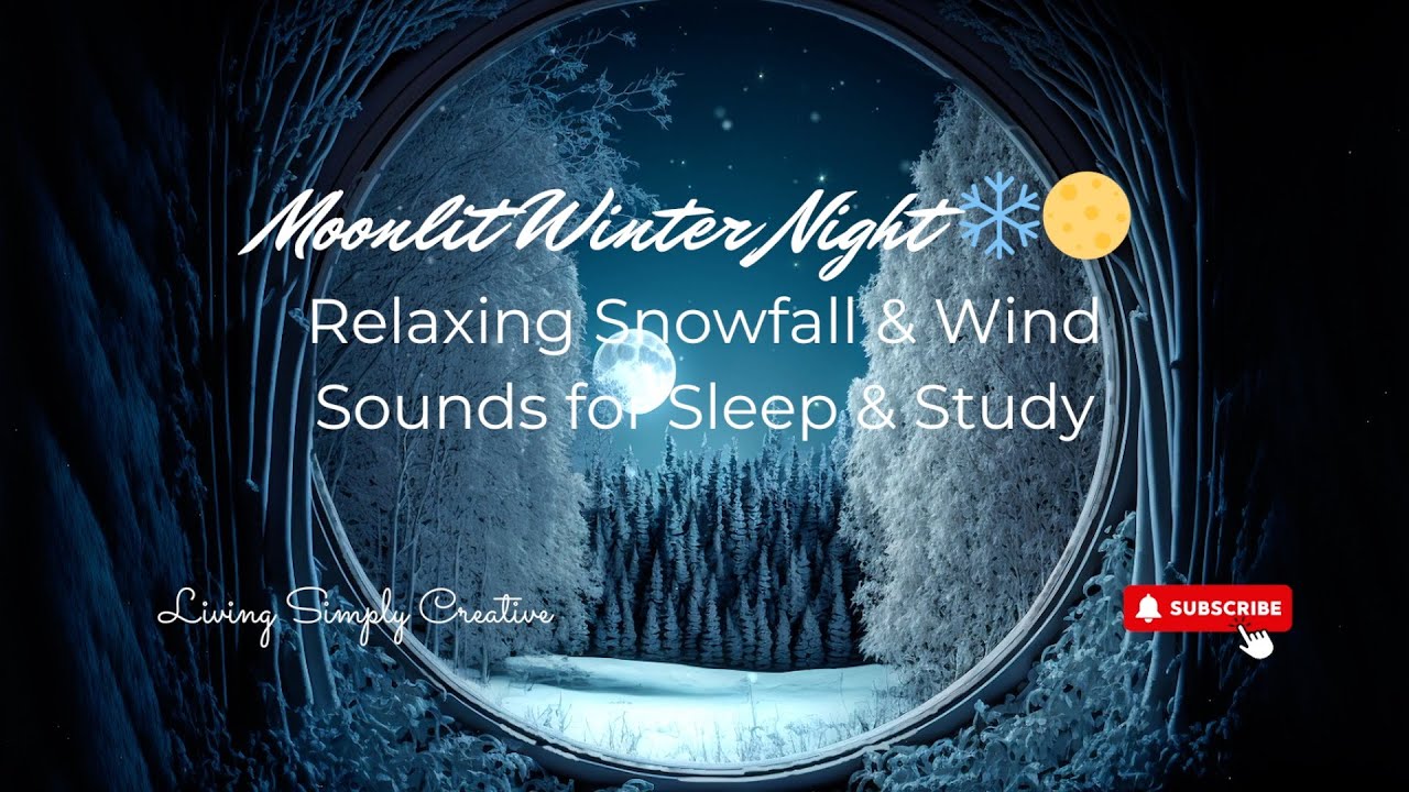 Moonlit Winter Night ️🌕 | Relaxing Snowfall & Wind Sounds for Sleep ...