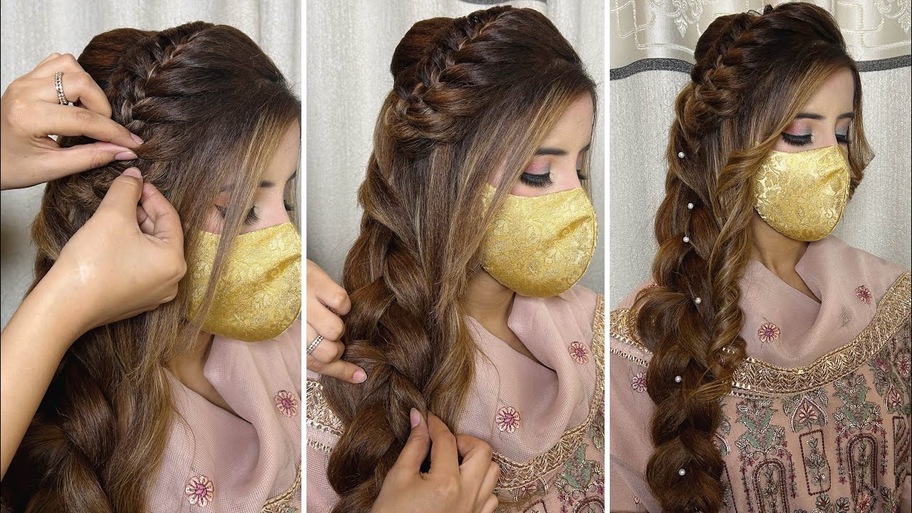 Front hairstyle for haldi function | Pakistani bridal hairstyle ...