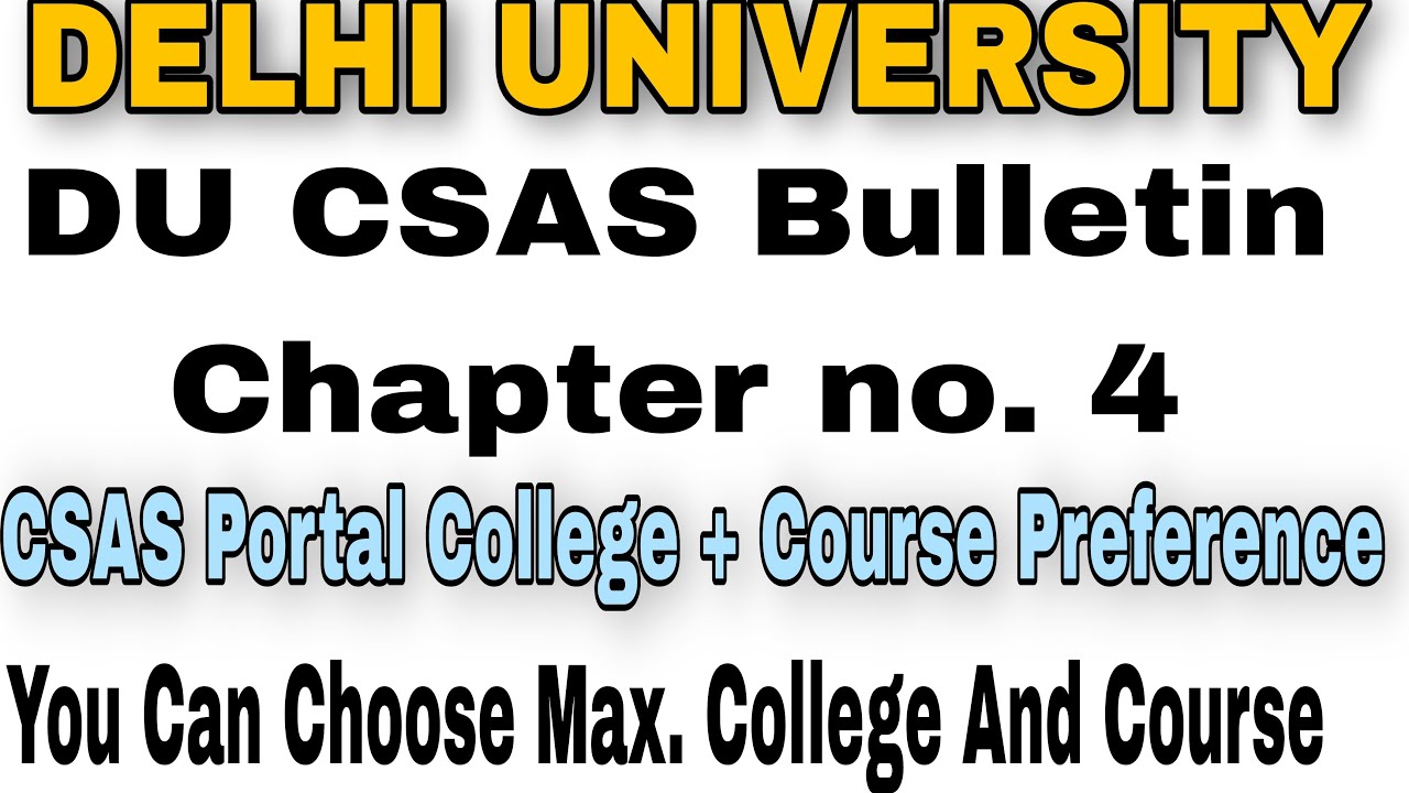 Delhi University CSAS Preference Filling College + Course || CSAS ...