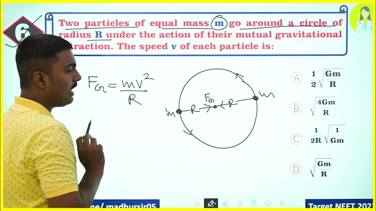 Two particles of equal mass m go around a circle of radius R under the action of - YouTube