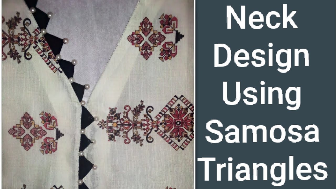 Beautiful Neck Design with fabric triangles/V Shape Neck Design using ...