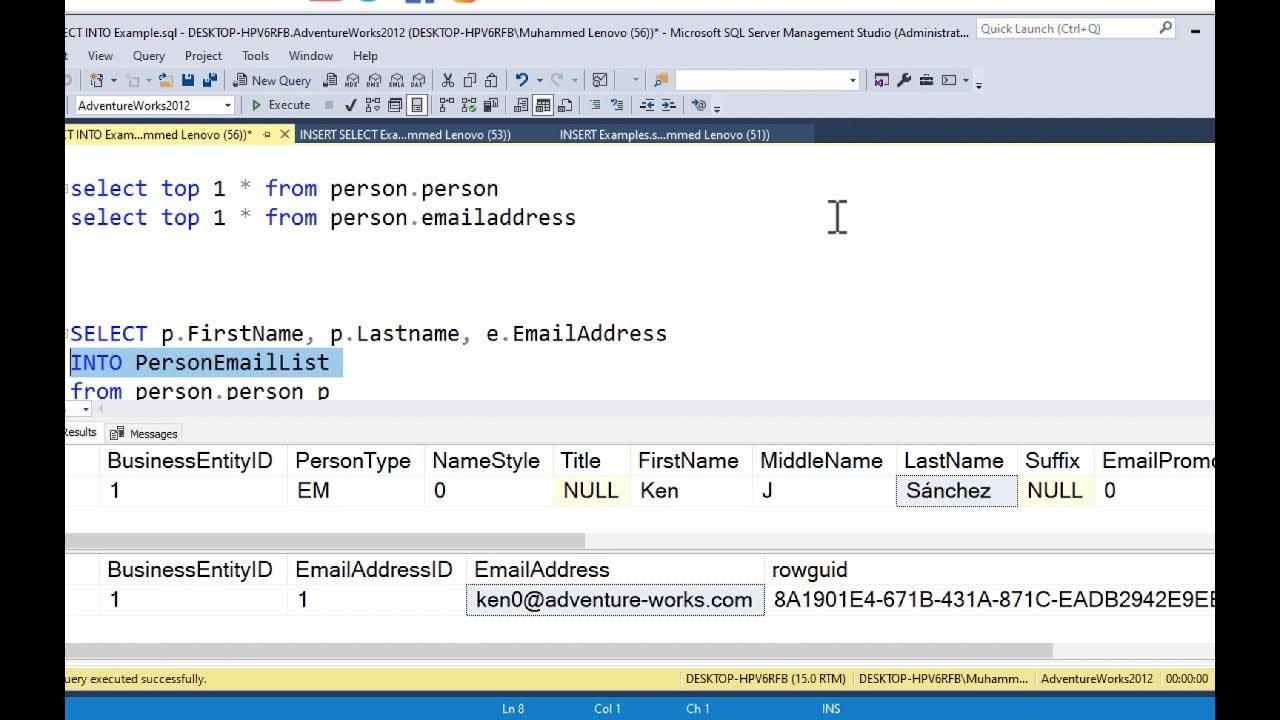 32 SELECT INTO Microsoft SQL Server - YouTube
