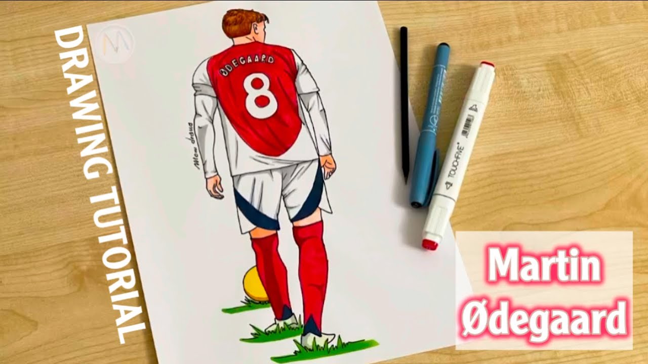 How to draw a soccer player Martin Odegaard / Martin Ødegaard / How to ...