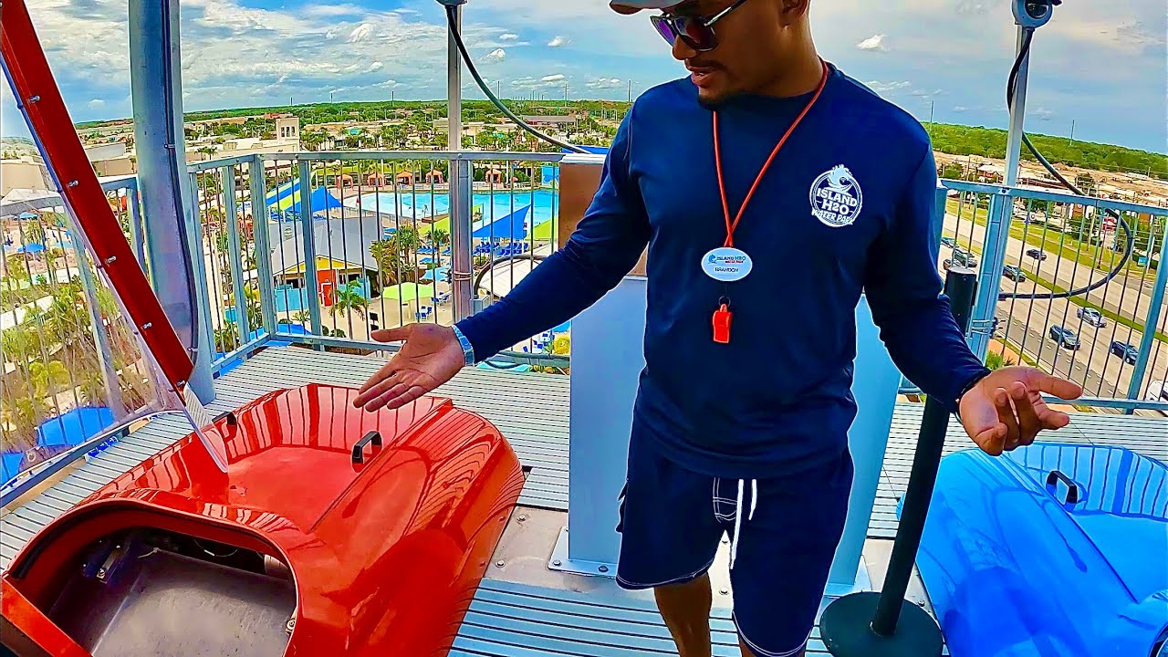 The Drop Down Trapdoor Water Slide at Island H2O Waterpark, USA - YouTube