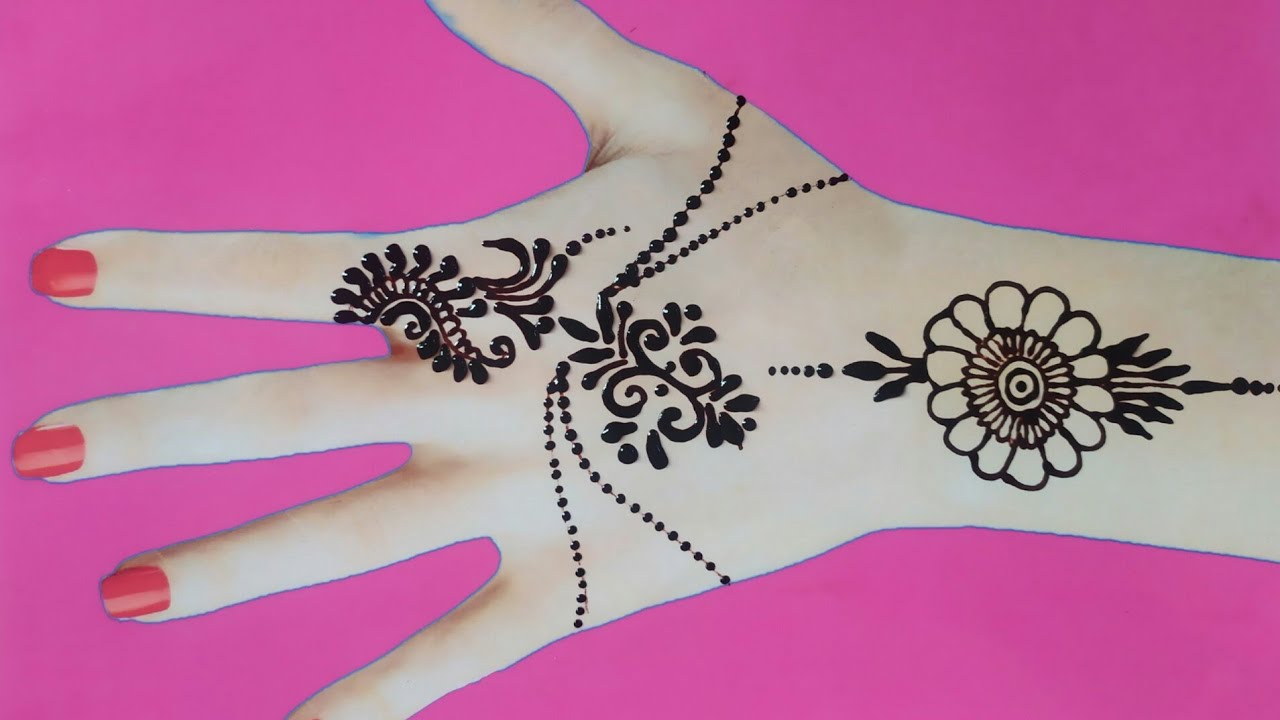 Mehedi Design for Back Hand || Easy and Simple Mehedi design for Back ...