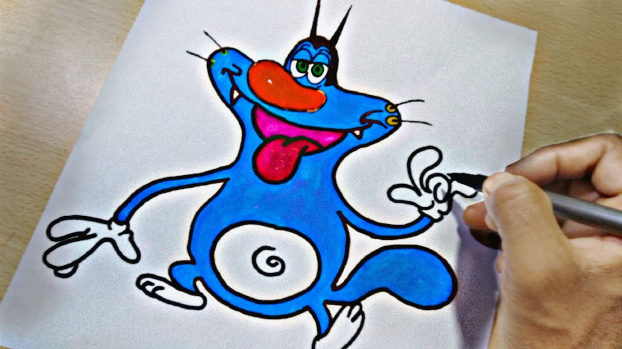 Oggy Drawing | How to Draw Oggy and the Cockroaches | Step by step ...
