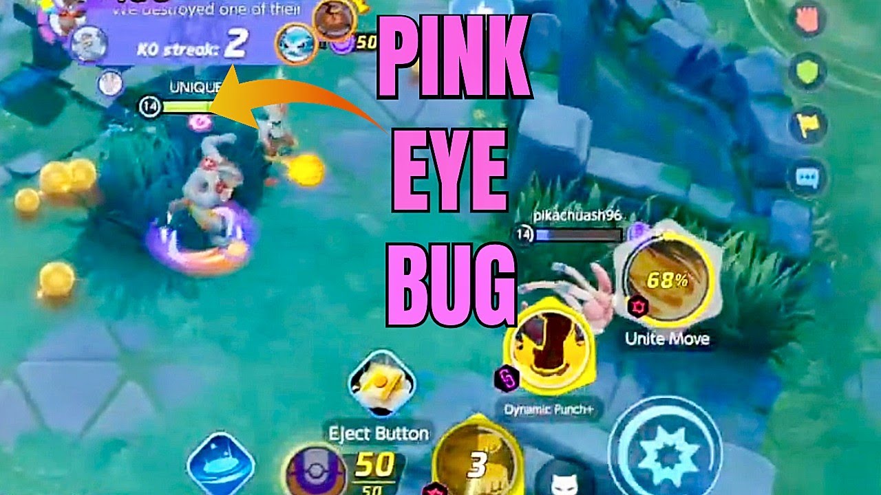 How Pink Eye 👁️ Bug Comes? Pokemon UNITE Bug - YouTube