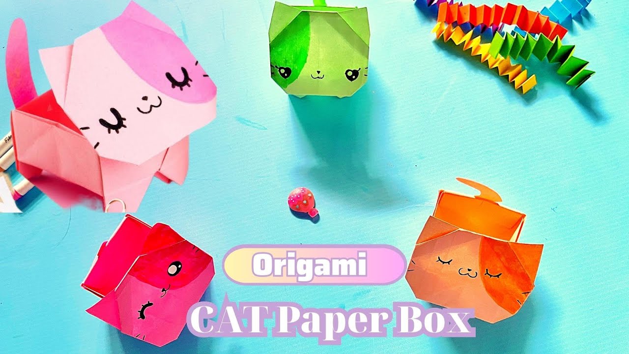 How To Make CAT PAPER BOX, Paper Origami Cat Box, The Origami Kingdom ...