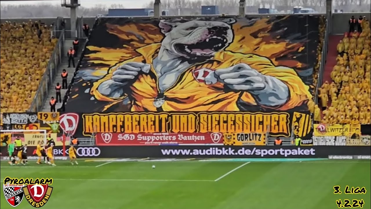 Dynamo Dresden Pyro in Ingolstadt 4.2.24 #pyroalarm #3liga #sgd - YouTube