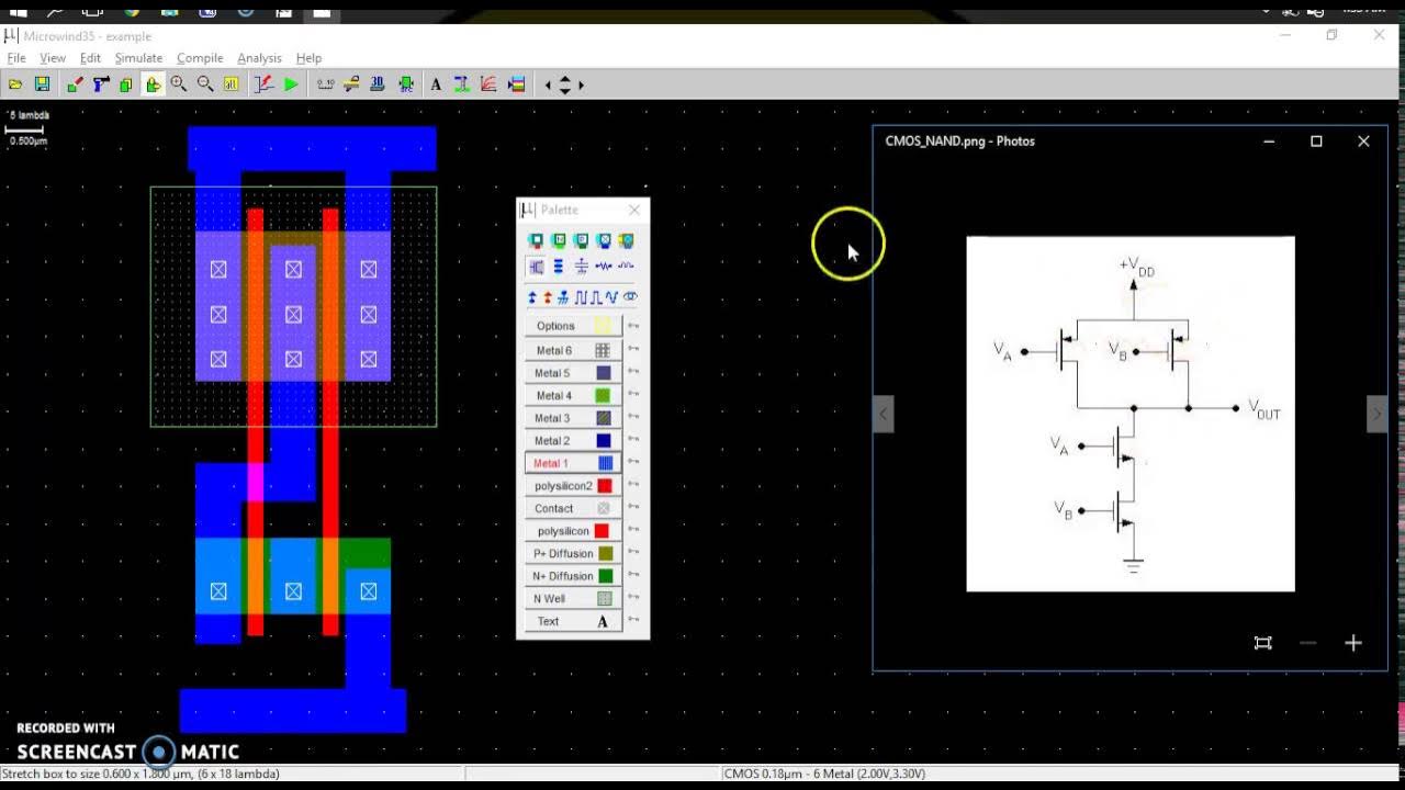 CMOS NAND using microwind - YouTube